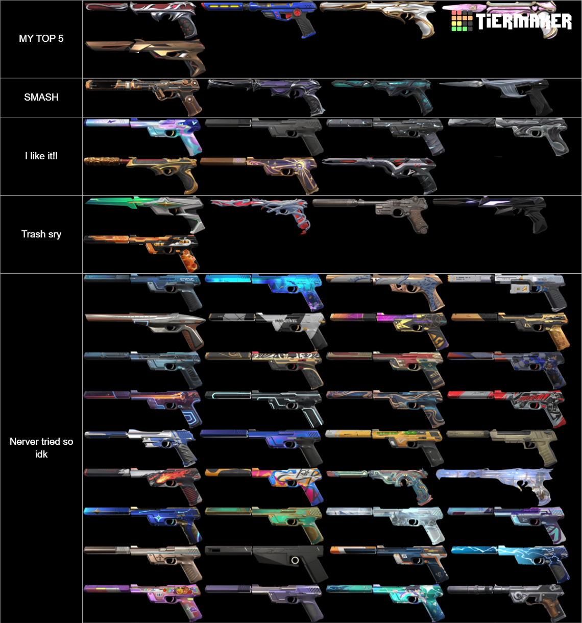 Valorant Ghost Skins (July 2025) Tier List (Community Rankings) - TierMaker