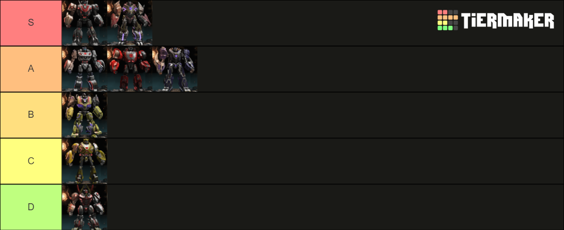 Transformers Fall of Cybertron Scout characters alt-modes Tier List ...