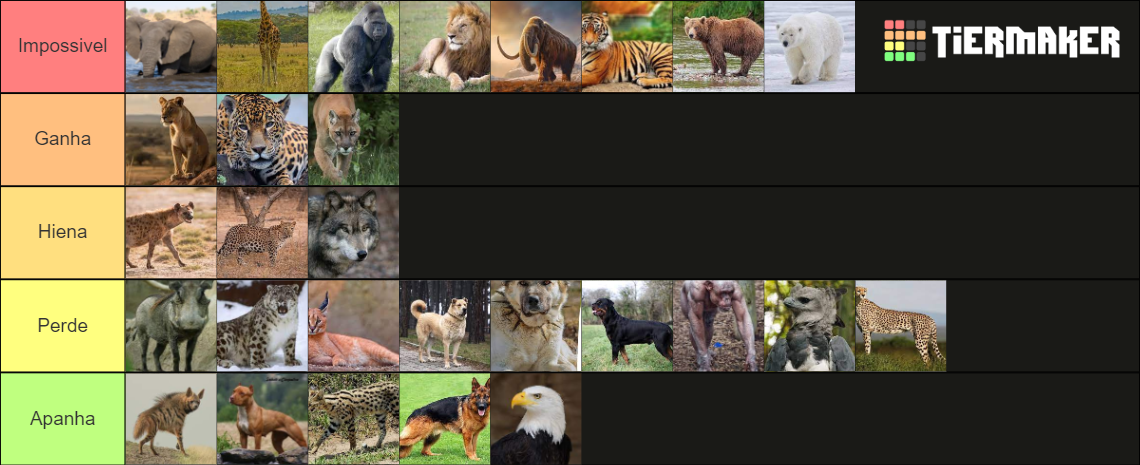 Hiena x Animais Tier List (Community Rankings) - TierMaker