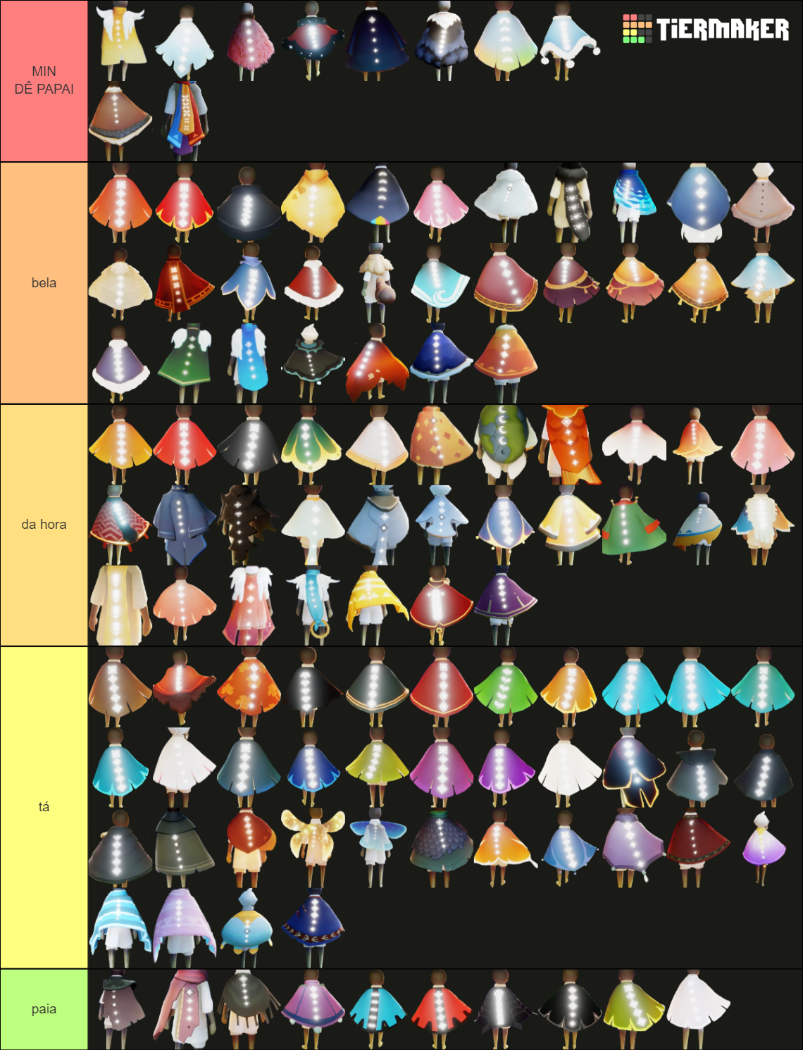 Sky: Children of the Light Capes Tier List (Community Rankings) - TierMaker
