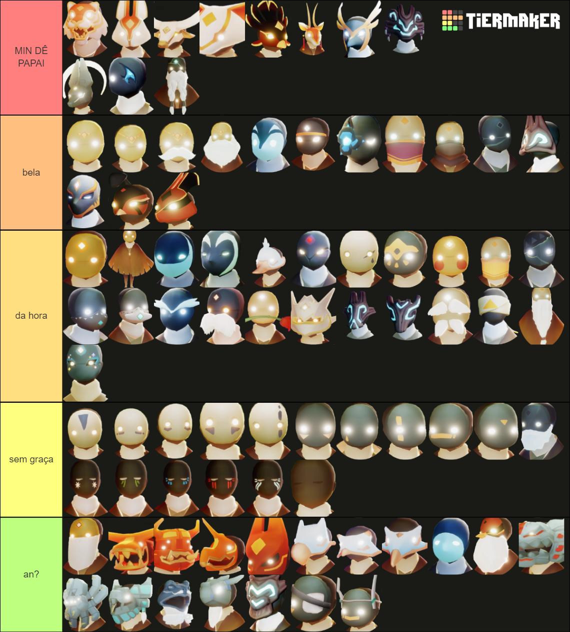 Sky: Children of the Light Masks Tier List (Community Rankings) - TierMaker