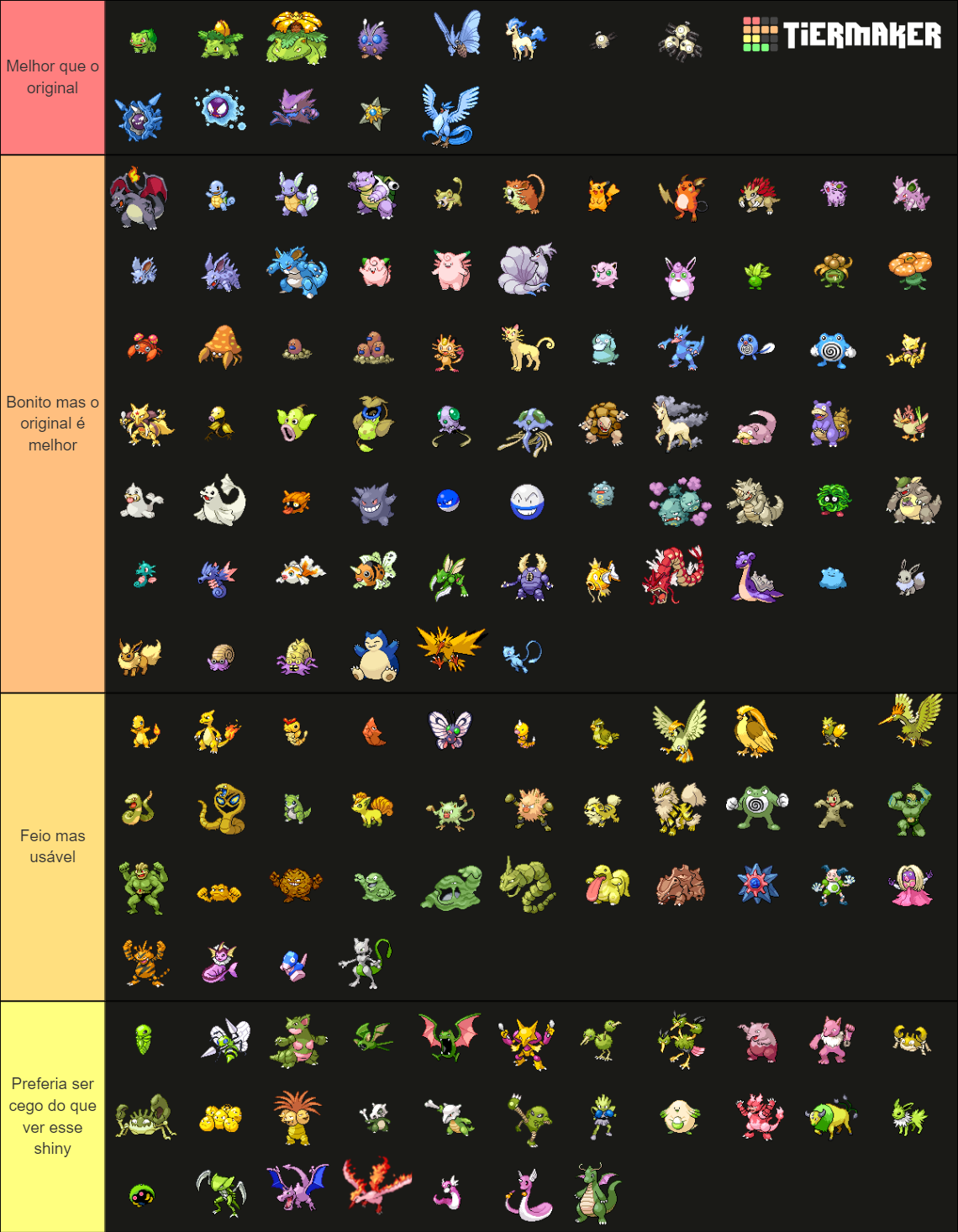 Generation 1 Shiny Pokemon Tier List (Community Rankings) - TierMaker