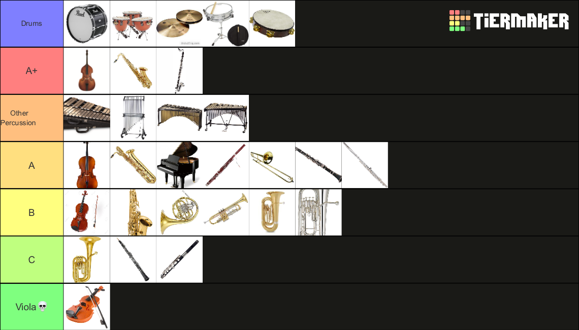 Instruments Tier List (Community Rankings) - TierMaker