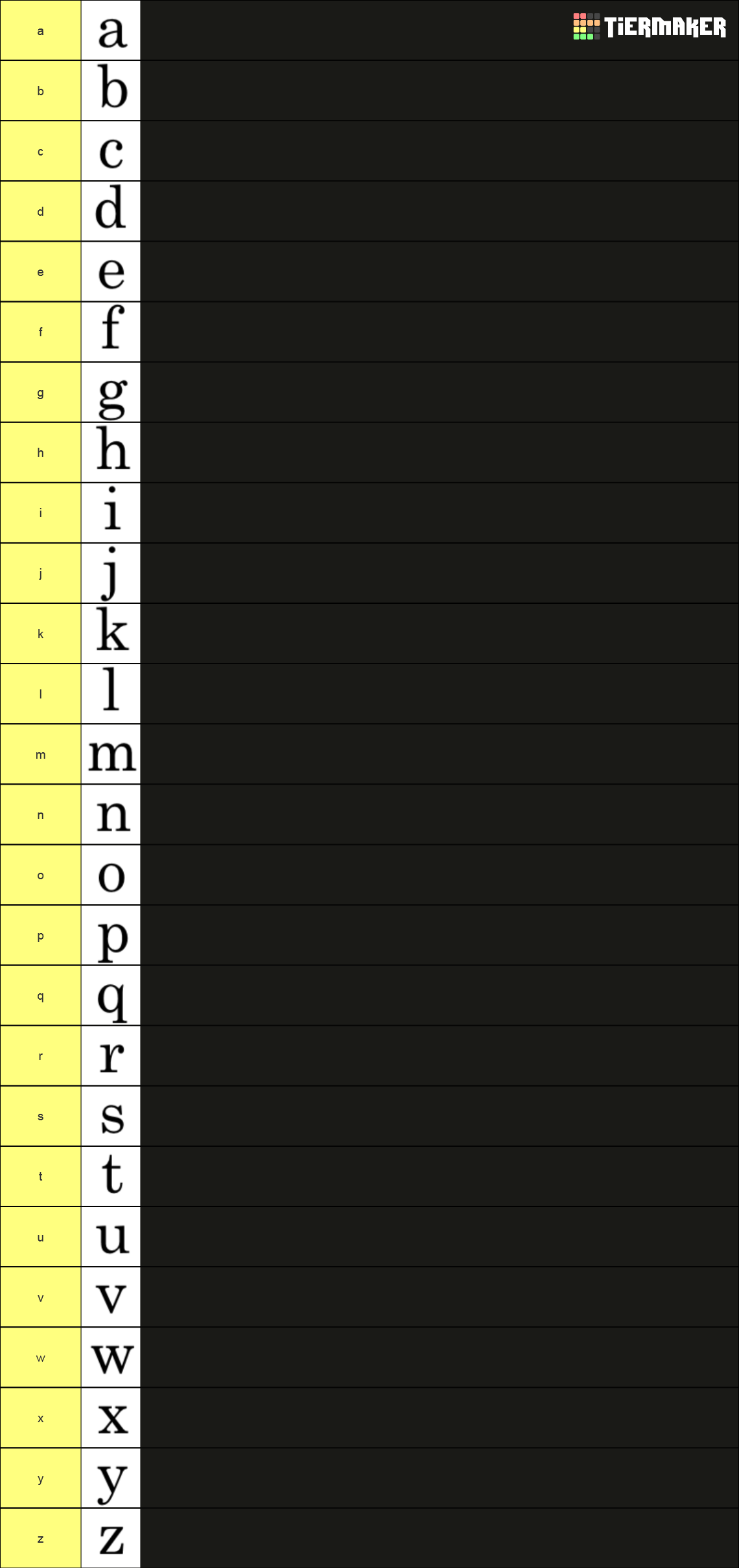 Alphabet Tier List (Community Rankings) - TierMaker