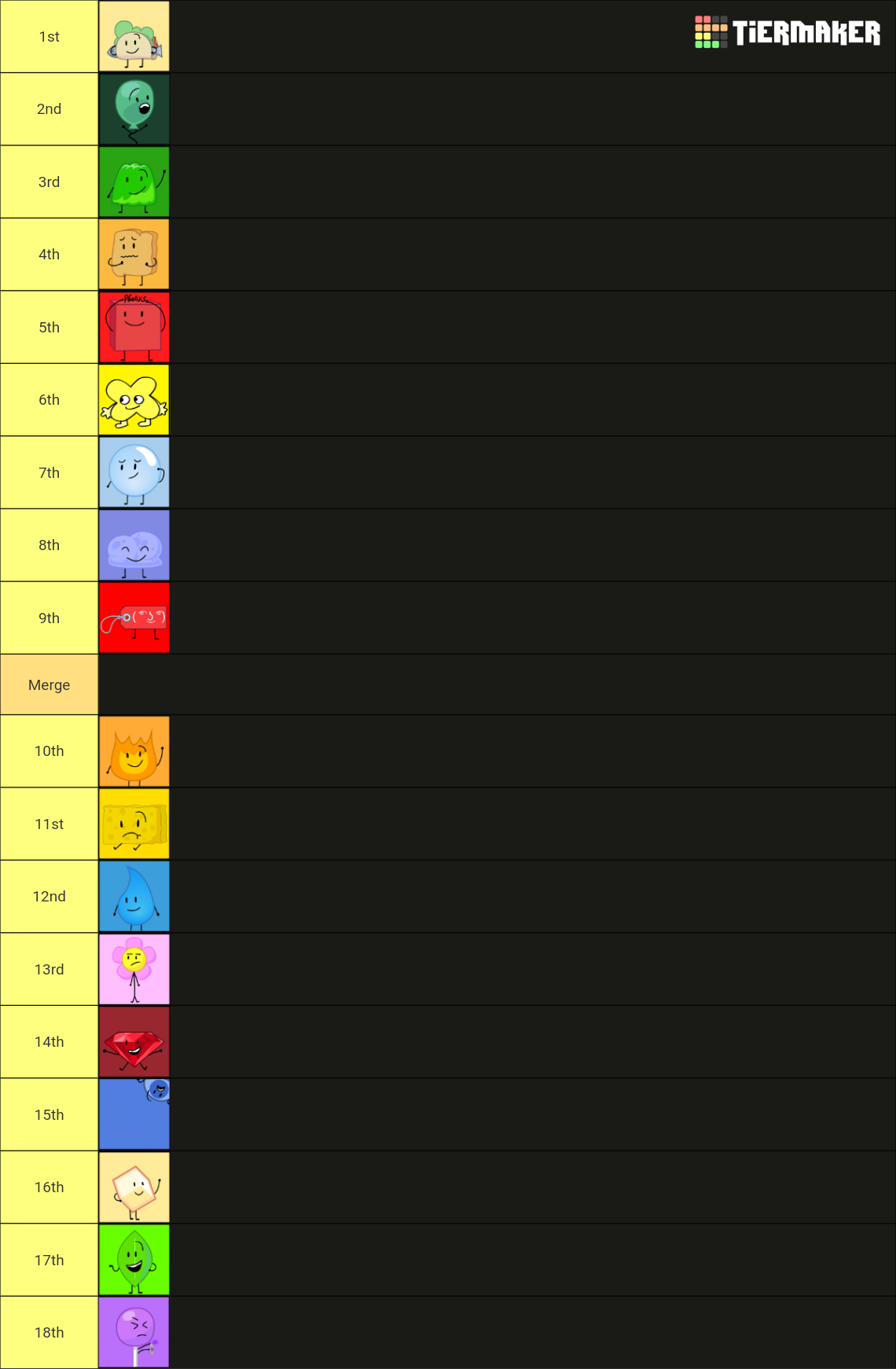 Bfb Characters Tier List (Community Rankings) - TierMaker
