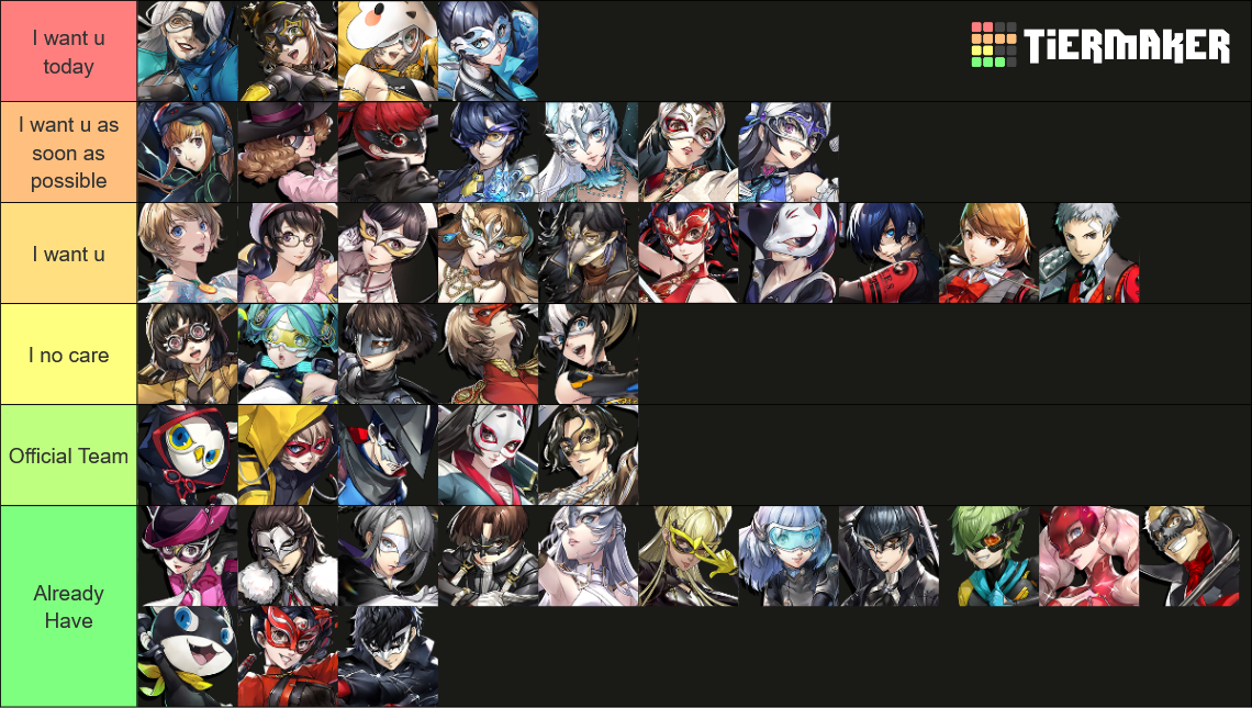 P5X Character Tier List (Community Rankings) - TierMaker