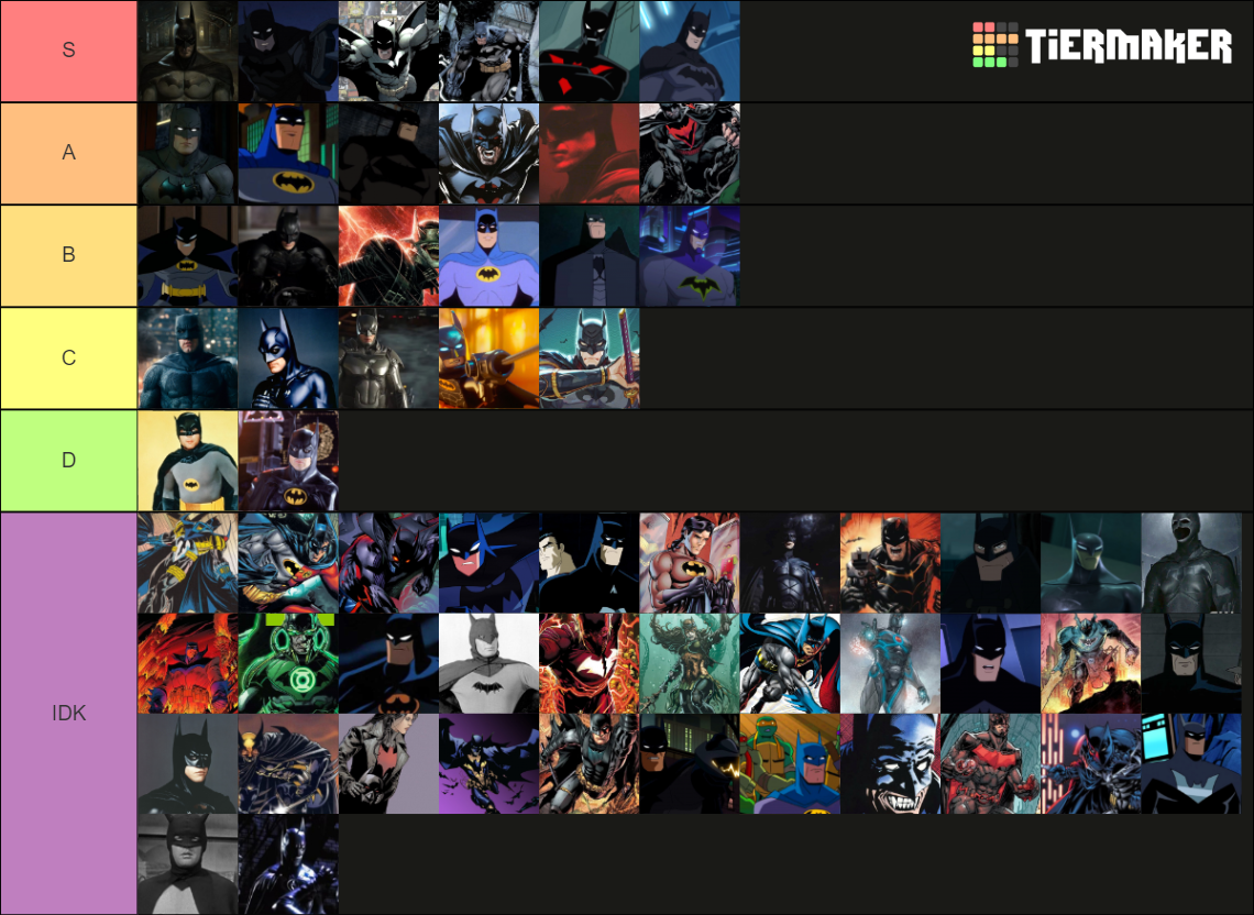 Versions of Batman Tier List (Community Rankings) - TierMaker