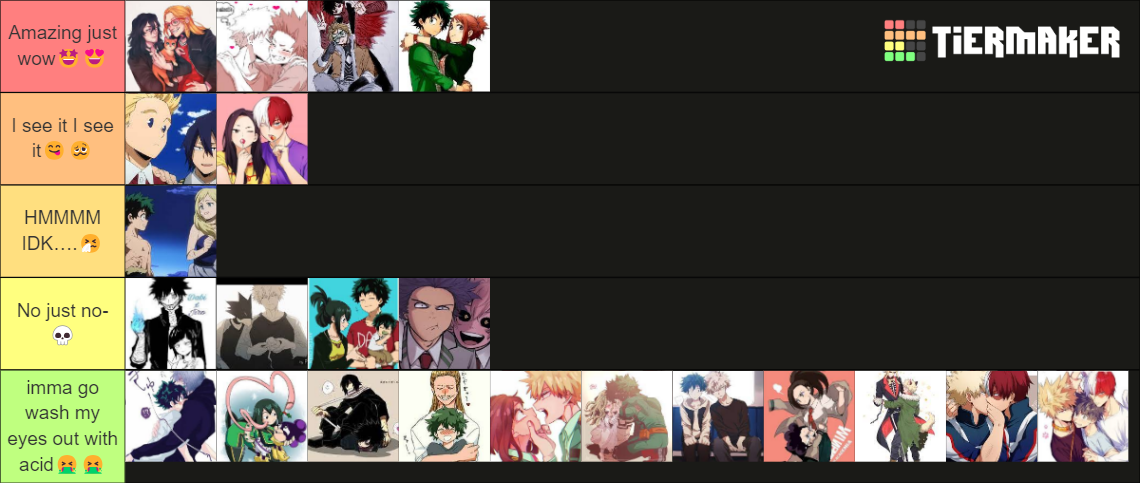 Mha ships Tier List (Community Rankings) - TierMaker