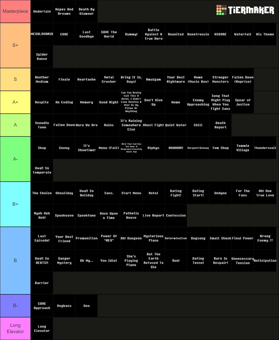 Undertale OST Tier List (Community Rankings) - TierMaker