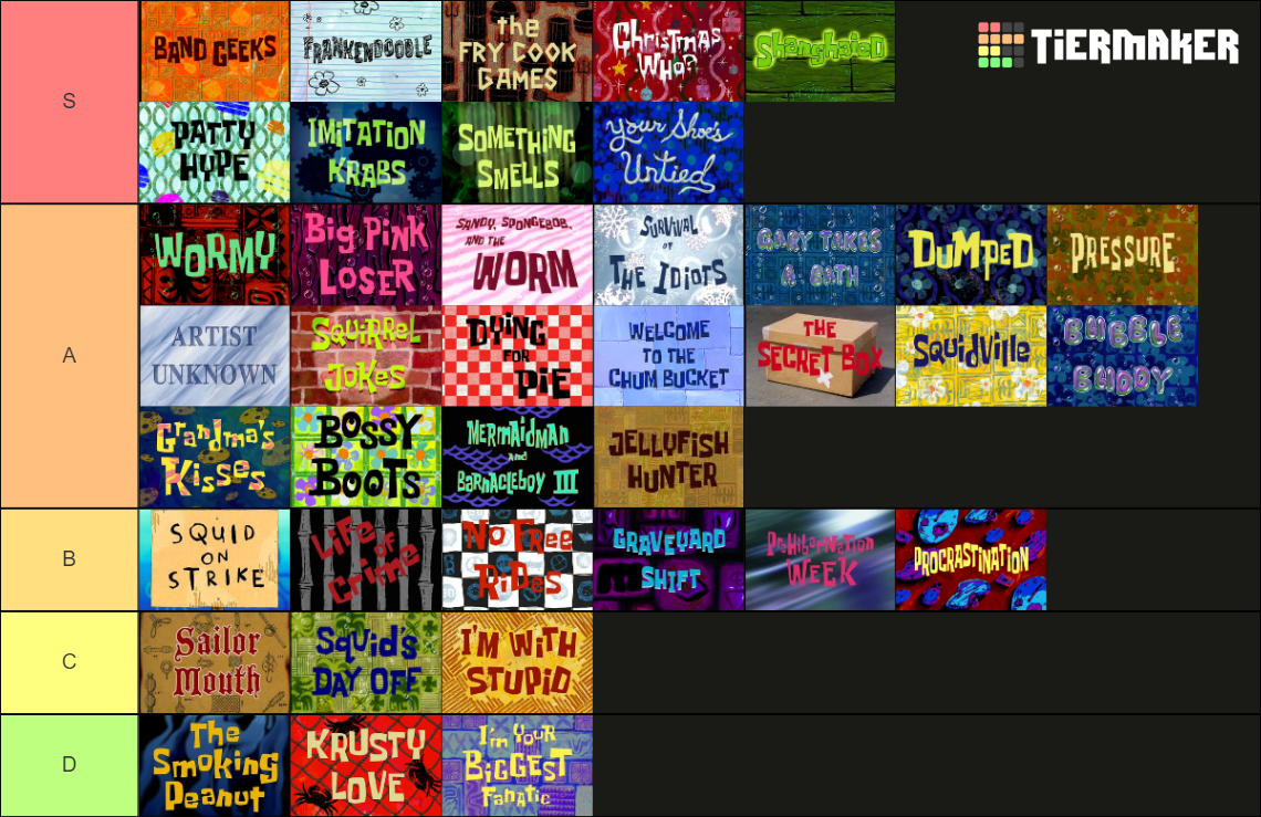 Spongebob Season 2 Tier List (Community Rankings) - TierMaker