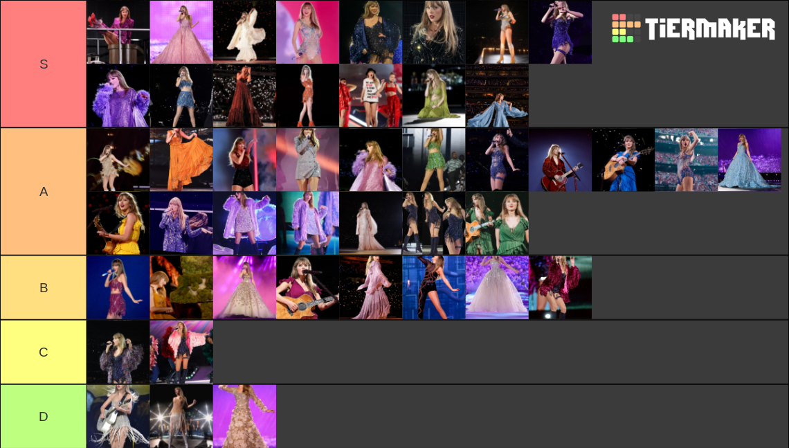 Eras Tour Outfits [2024 Updated] Tier List (Community Rankings) - TierMaker
