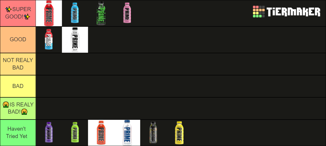 PRIME HYDRATION ALL FLAVOR Tier List (Community Rankings) - TierMaker