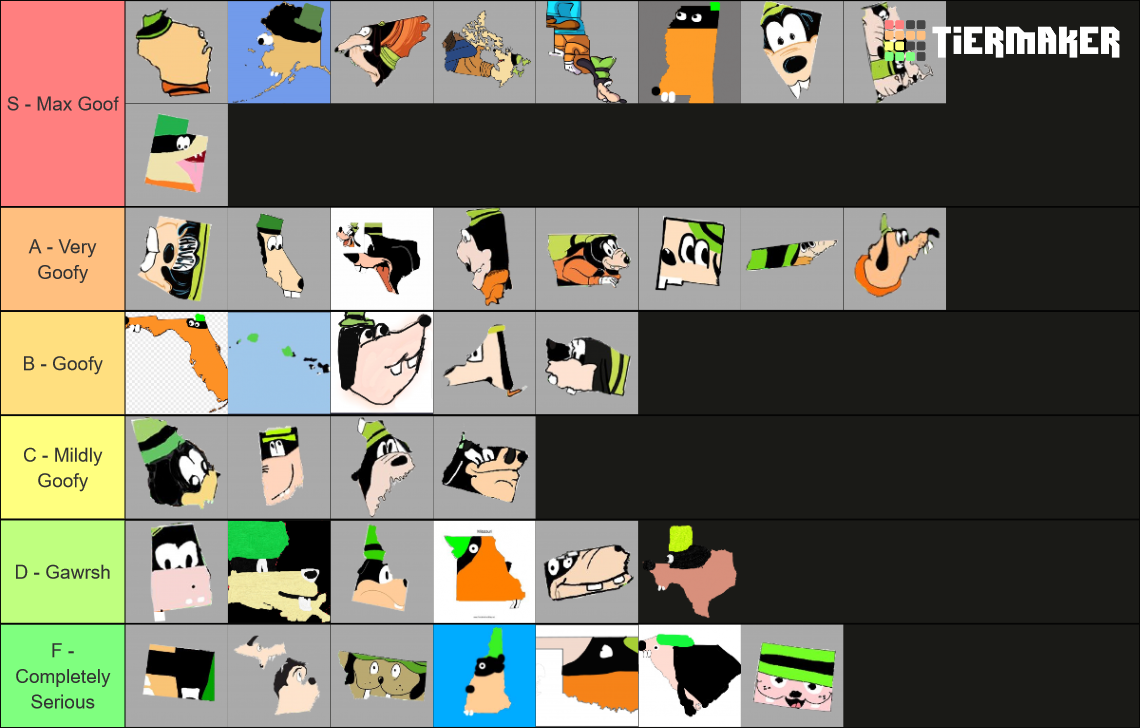 Goofy as US States Tier List (Community Rankings) - TierMaker