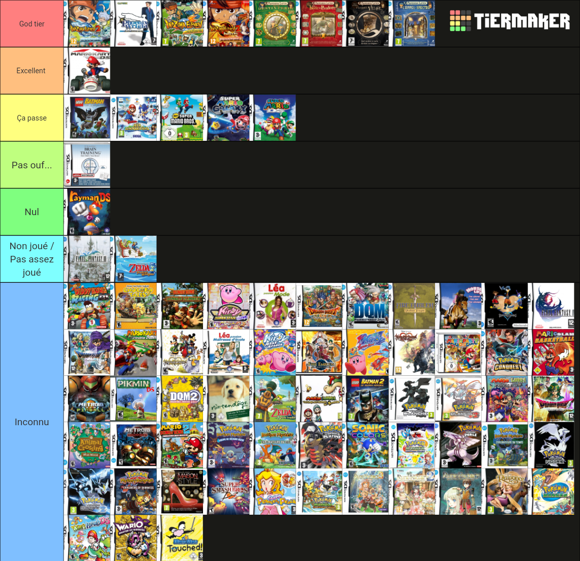 Jeux DS Tier List (Community Rankings) - TierMaker