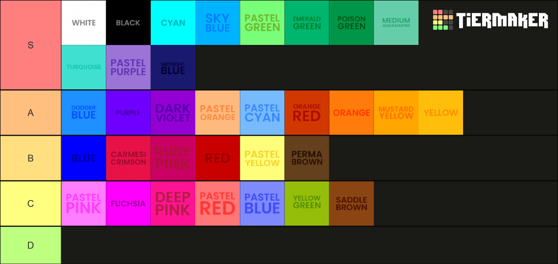 Ultimate Color Tier List (Community Rankings) - TierMaker