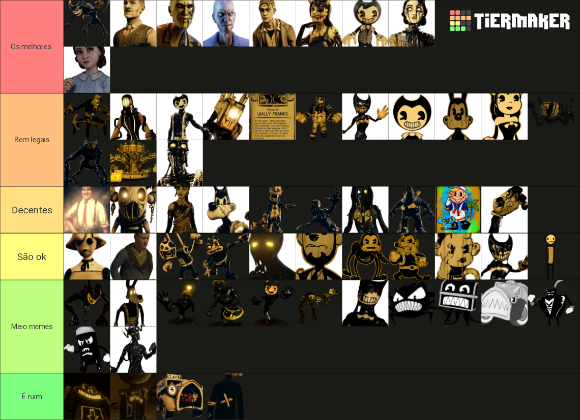 All of the bendy characters ranking Tier List (Community Rankings) - TierMaker