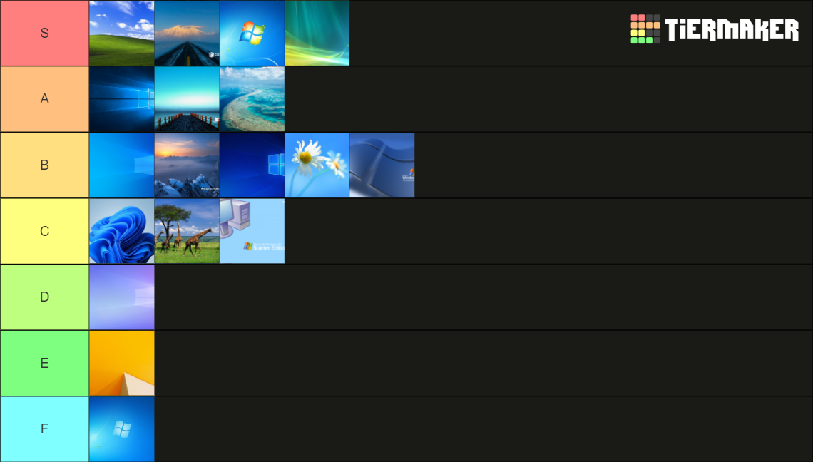 Windows Default Wallpapers Tier List (Community Rankings) - TierMaker