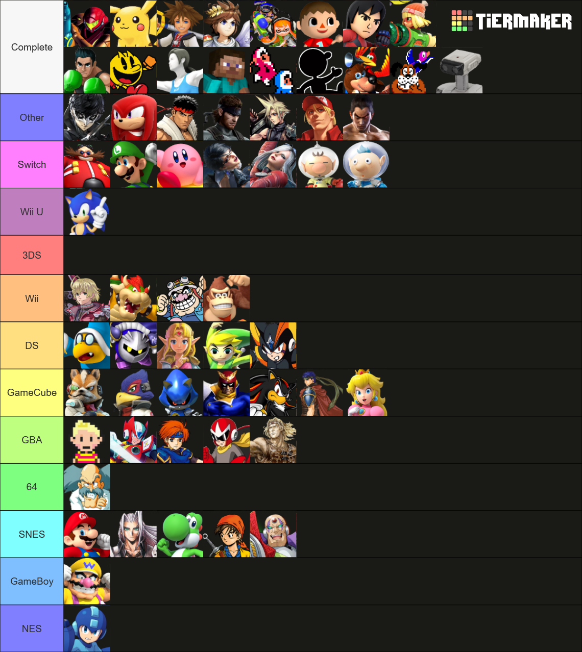 Super Smash Bros. Roster Builder (769 Characters) Tier List (Community ...