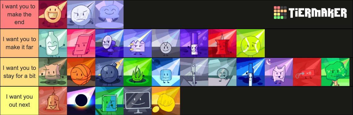 BFDI Contestants on TPOT Teams Tier List (Community Rankings) - TierMaker