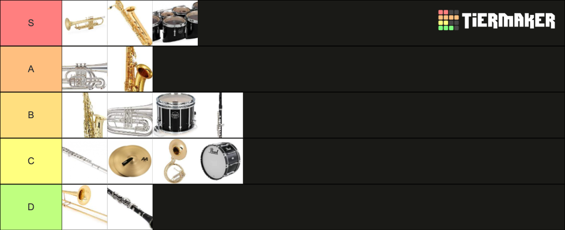 Marching band instrument Tier List (Community Rankings) - TierMaker