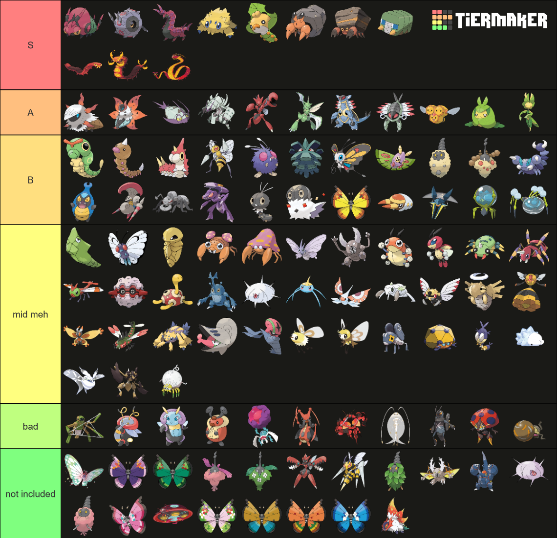 Every Bug Type Pokémon Tier List (Community Rankings) - TierMaker