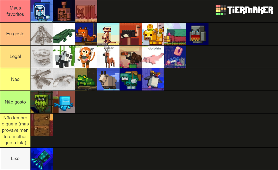 Minecraft Mob Vote 2017 - 2023 Tier List (Community Rankings) - TierMaker