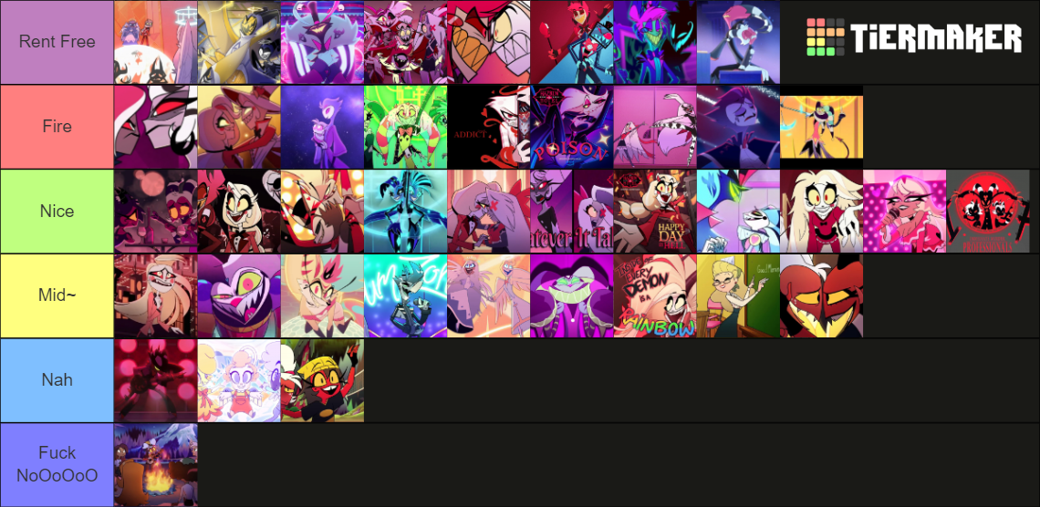 Hazbin Hotel and Helluva Boss Songs Tier List (Community Rankings) - TierMaker