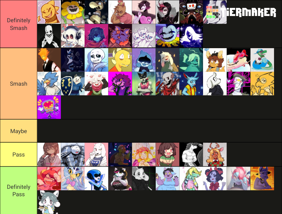Undertale & Deltarune Smash or Pass Tier List (Community Rankings) - TierMaker