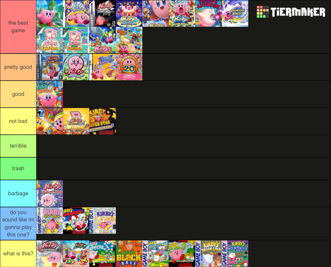 Kirby Games Tier List (Community Rankings) - TierMaker