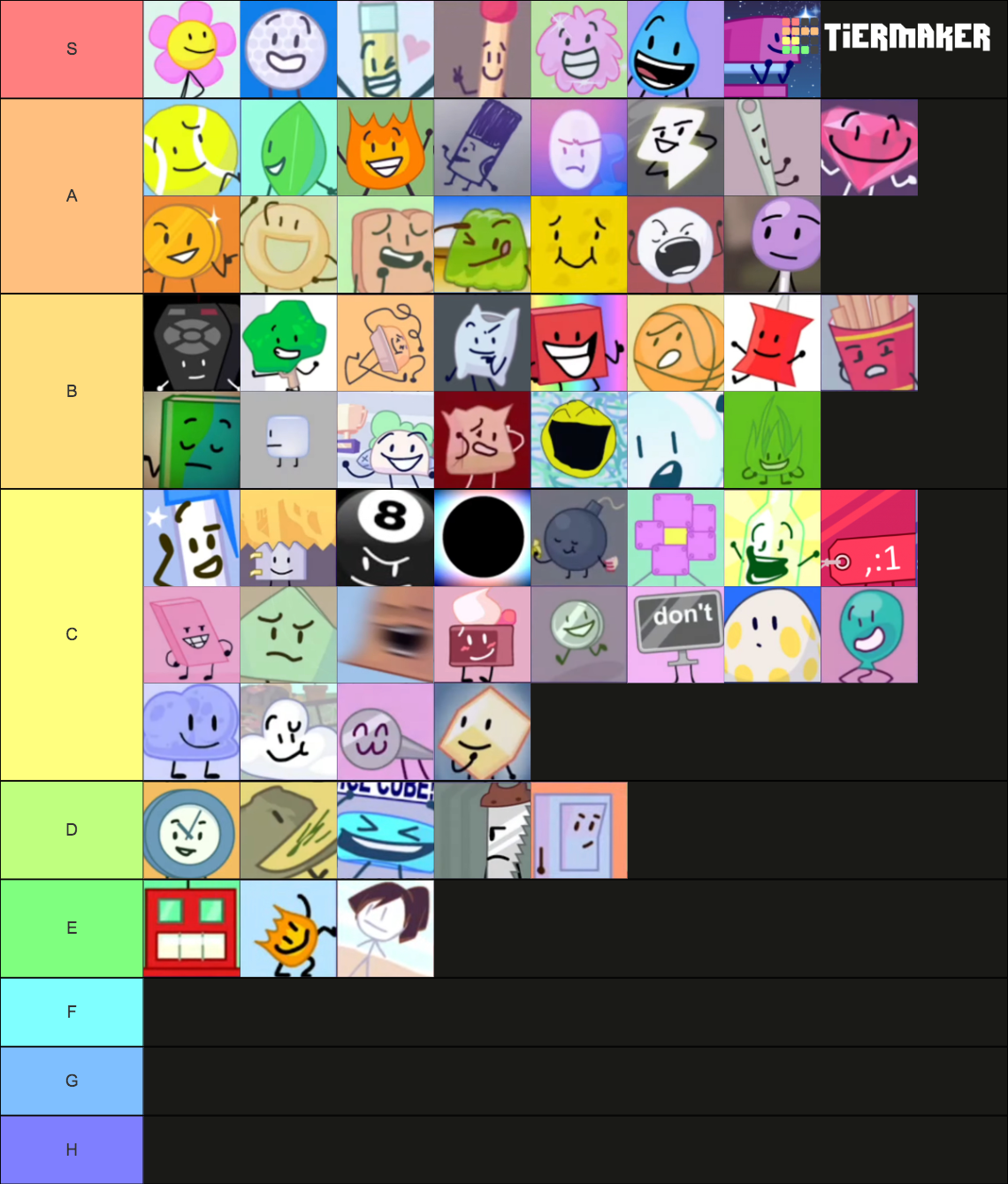 BFB But there is no split 👍 Tier List (Community Rankings) - TierMaker