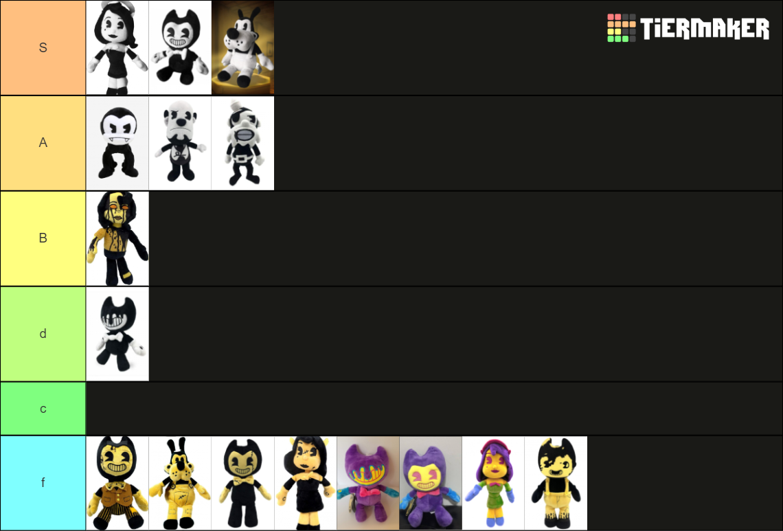 Bendy and The Ink Machine Plushes Tierlist Tier List (Community ...