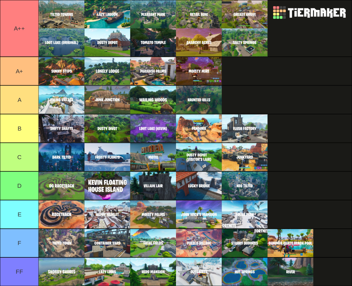 *ALL Fortnite Map Locations Seasons 1-10 (EVERY LOCATION) Tier List ...