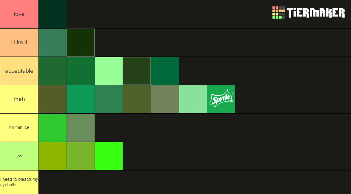 Shades of Green Tier List (Community Rankings) - TierMaker