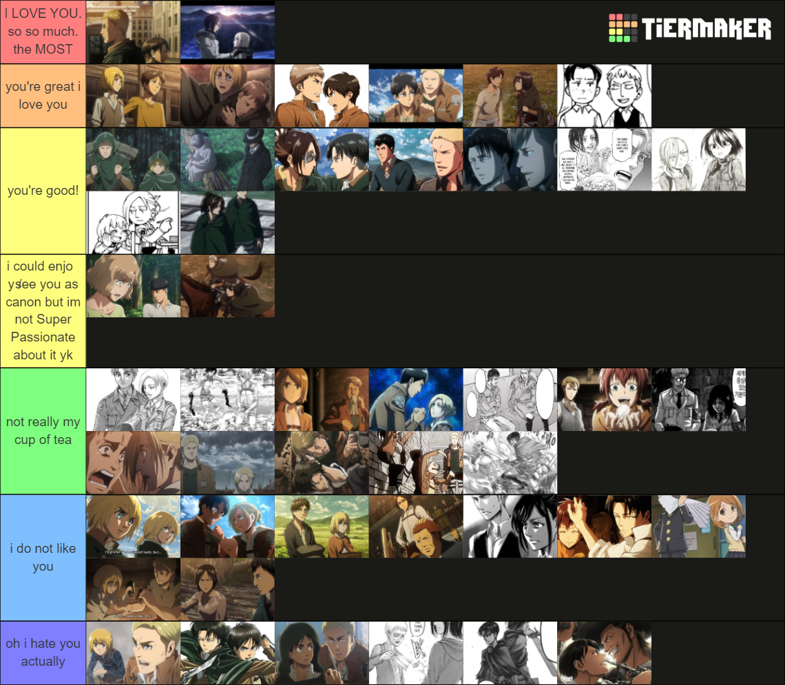AOT/SNK ships/pairings Tier List (Community Rankings) - TierMaker