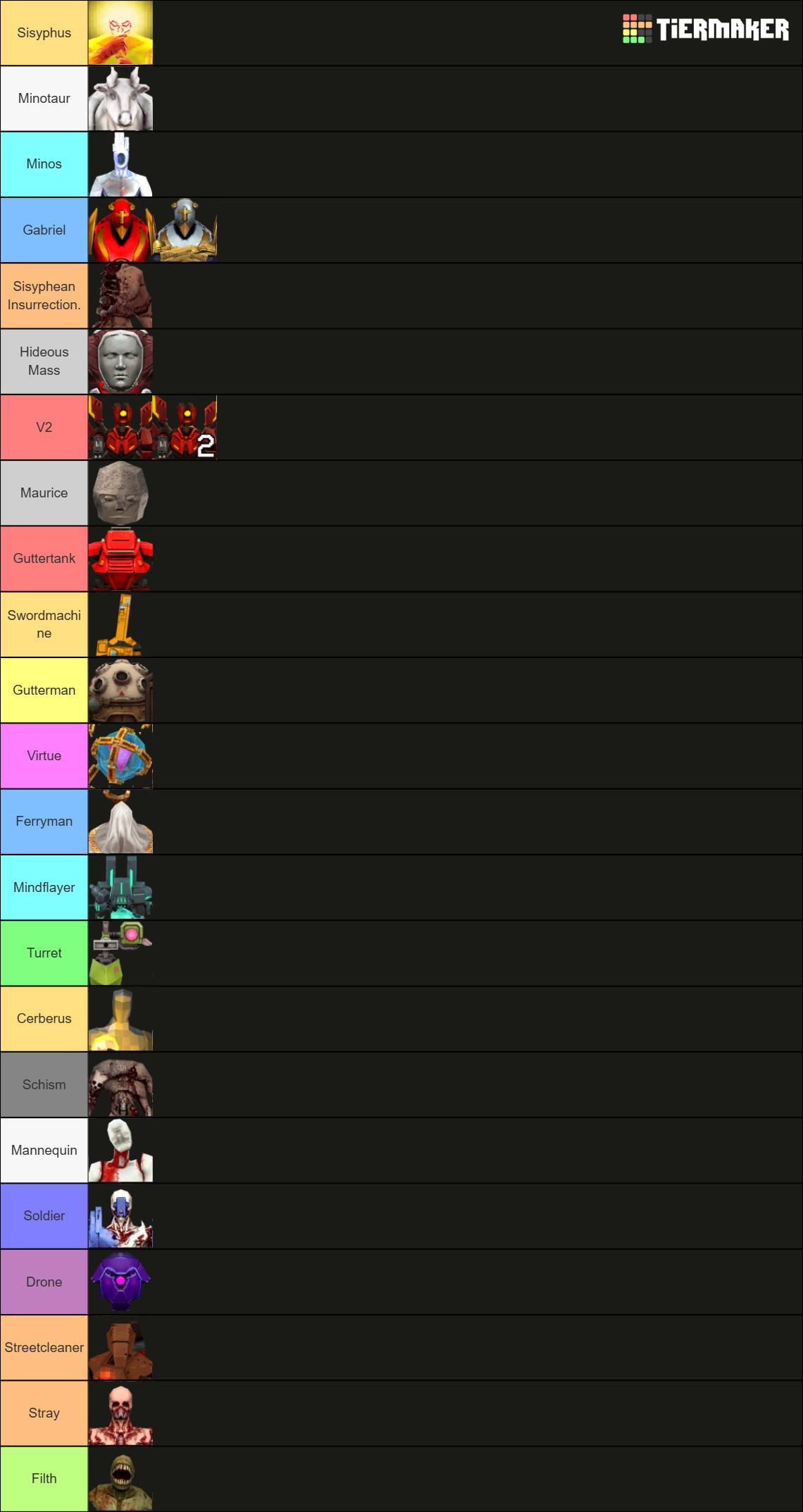ULTRAKILL Enemies and Bosses Tier List (Community Rankings) - TierMaker