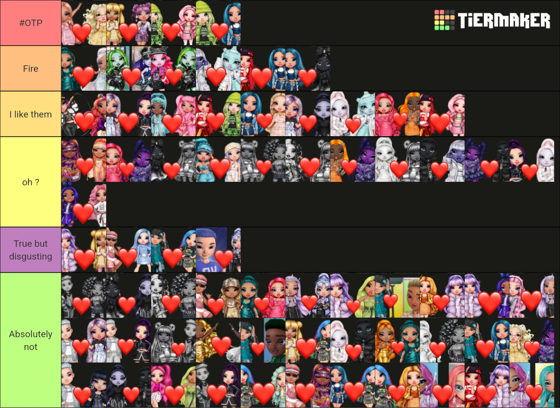 Rainbow High x Shadow High Ships (Updated) 💞 Tier List (Community ...