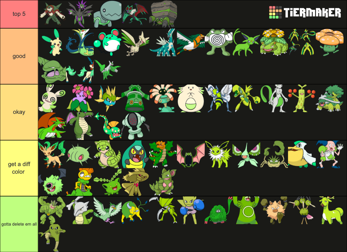 Green Shiny Tierlist Tier List (Community Rankings) - TierMaker