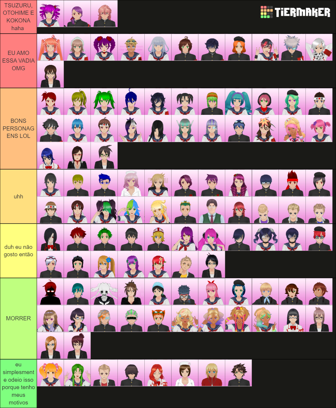 Yandere Simulator Characters Tier List (Community Rankings) - TierMaker
