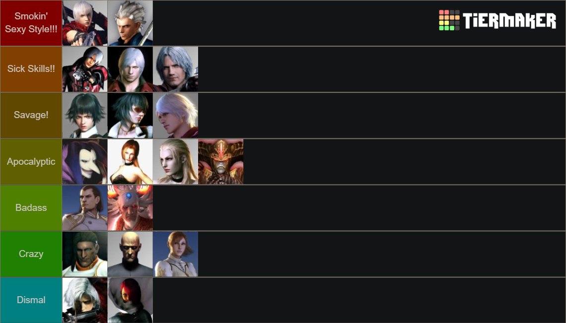 Devil May Cry All Characters Tier List (Community Rankings) - TierMaker