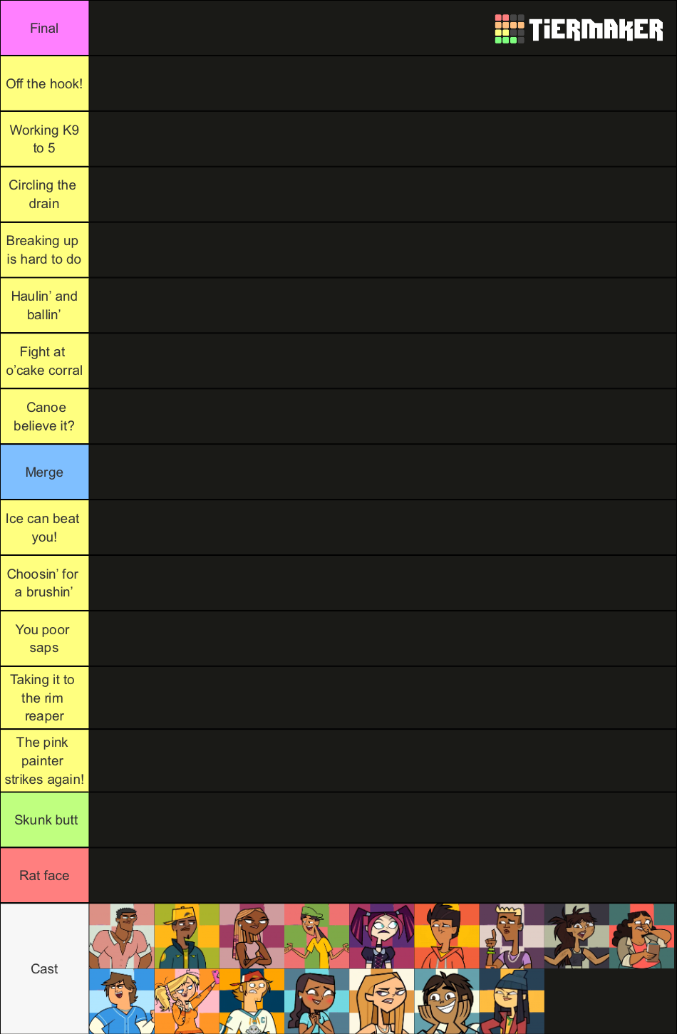 RATE TOTAL DRAMA CHARACTERS S1-7 (WITH DC AND BFDI) Tier List ...