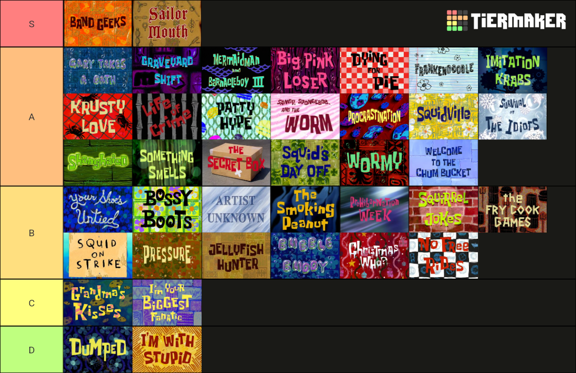 Spongebob Season 2 Tier List (Community Rankings) - TierMaker