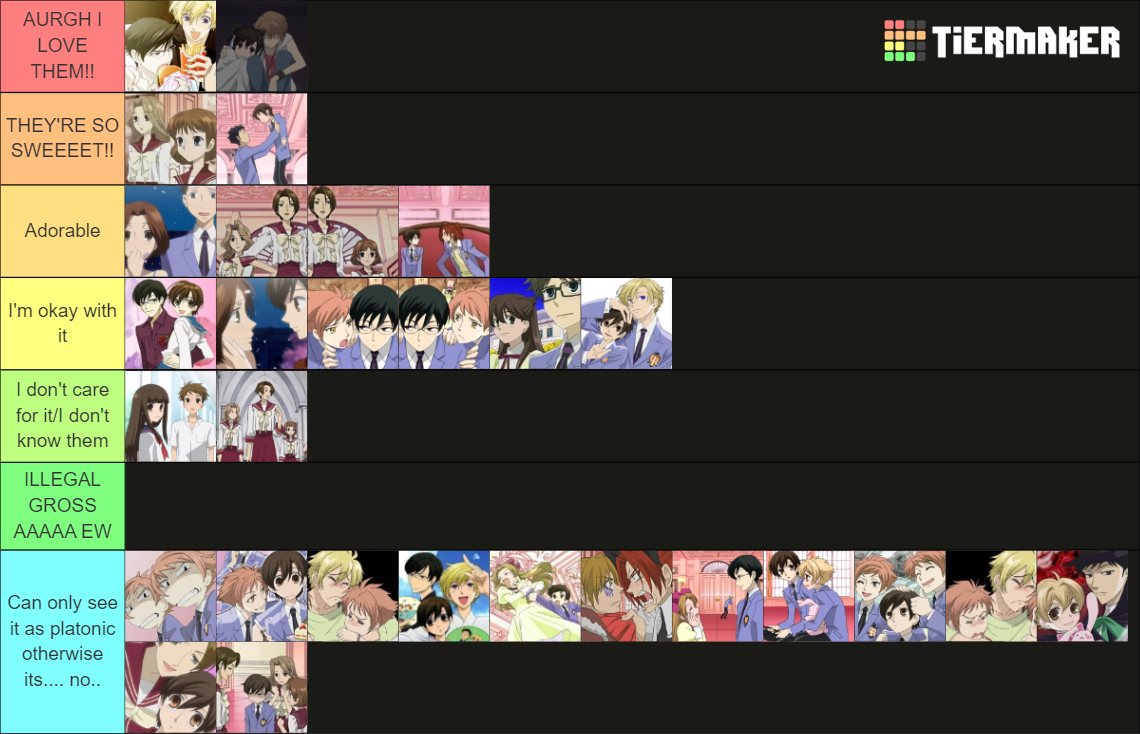 Ouran Highschool Host Club SHIPS Tier List (Community Rankings) - TierMaker