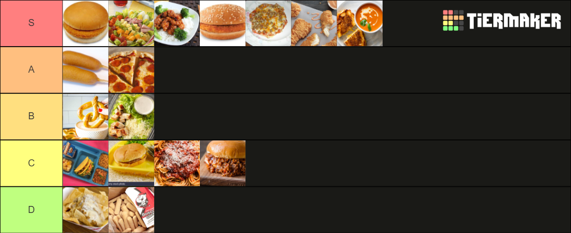 School lunch Tier List (Community Rankings) - TierMaker