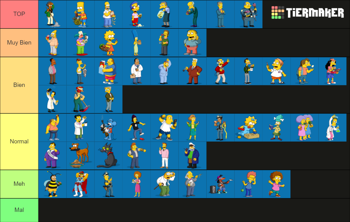 Simpsons Characters Tier List (Community Rankings) - TierMaker