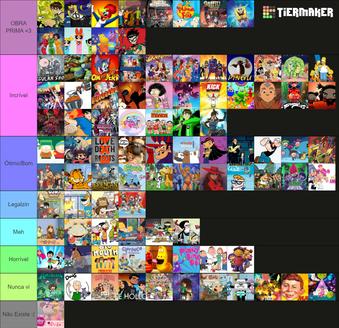 DESENHOS ANIMADOS (ULTIMATE) Tier List (Community Rankings) - TierMaker