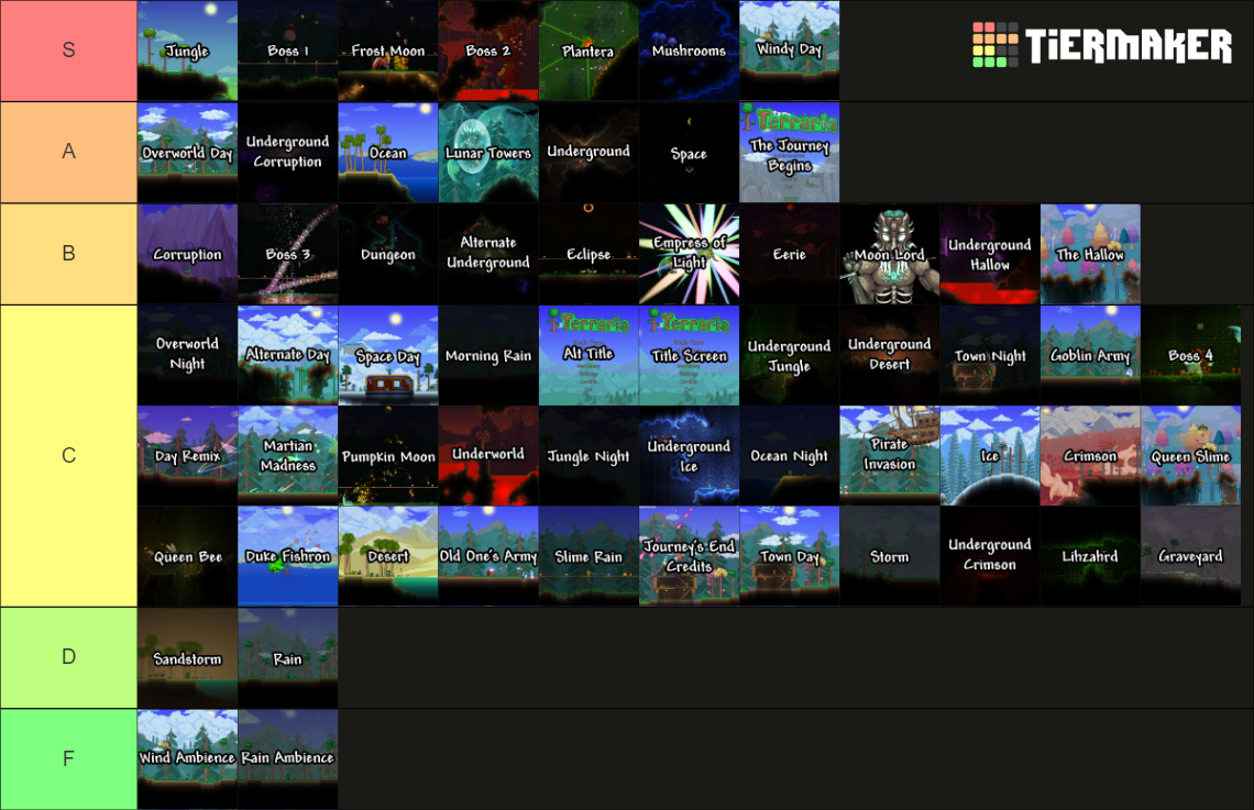 Terraria Full Soundtrack (1.4.4) Tier List (Community Rankings) - TierMaker