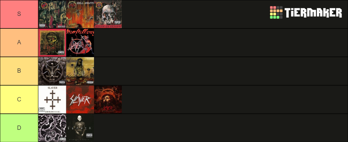 Slayer Albums Tier List (Community Rankings) - TierMaker