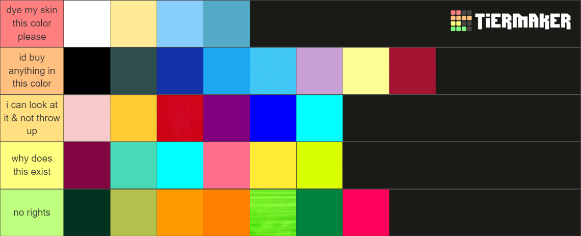 favorite color Tier List (Community Rankings) - TierMaker