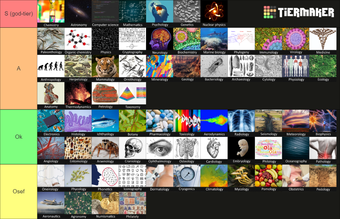 Branches of science Tier List (Community Rankings) - TierMaker