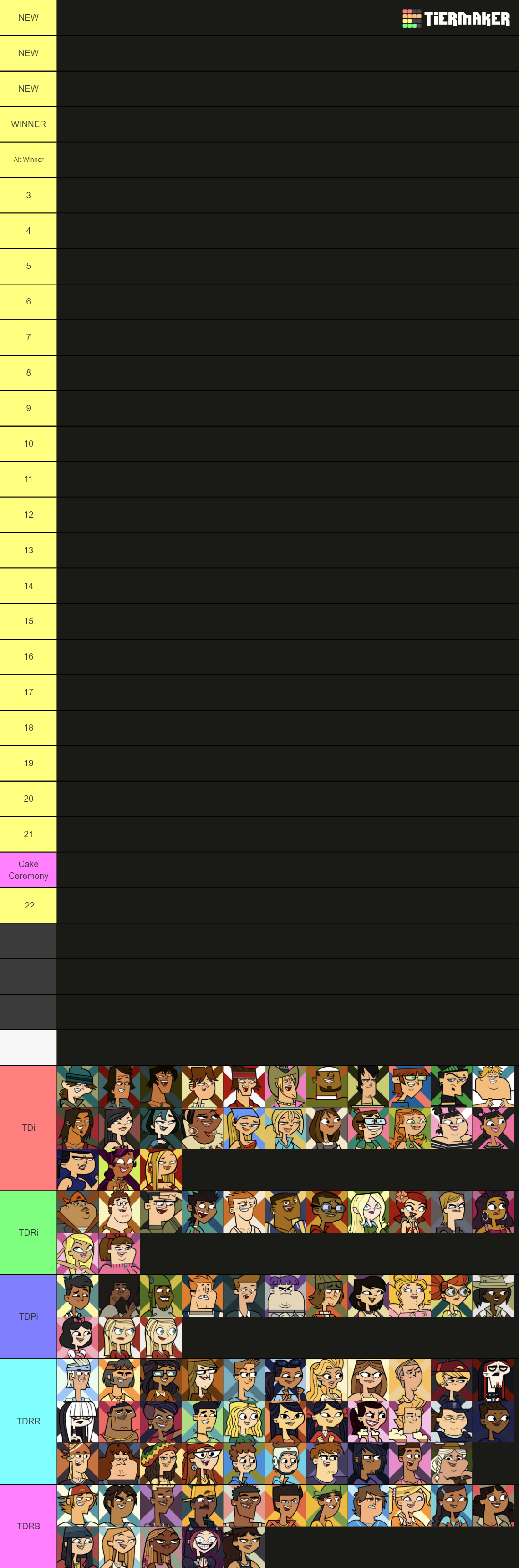 All 100 Total Drama Characters ! | Fire KILLER TD! Tier List (Community ...